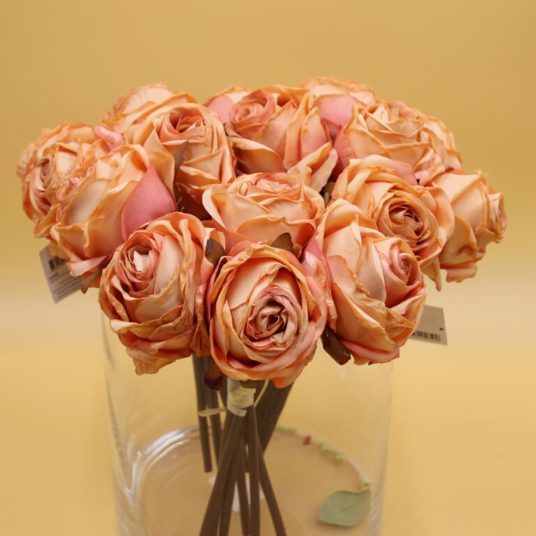 Composizione artificiale 18 rose color pesca - Show Garden Arezzo